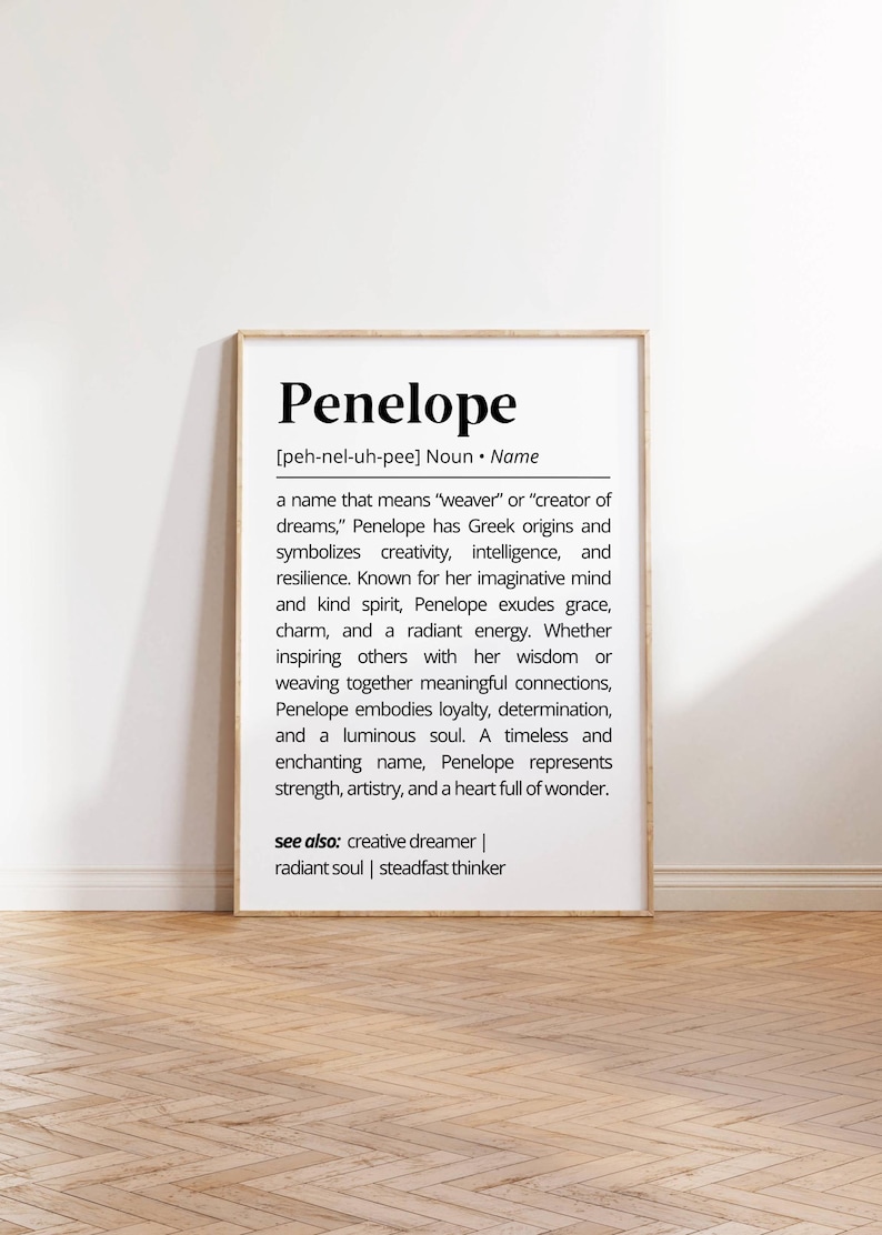 Penelope Name Meaning Print | Personalized Gift | Nursery Wall Art ...