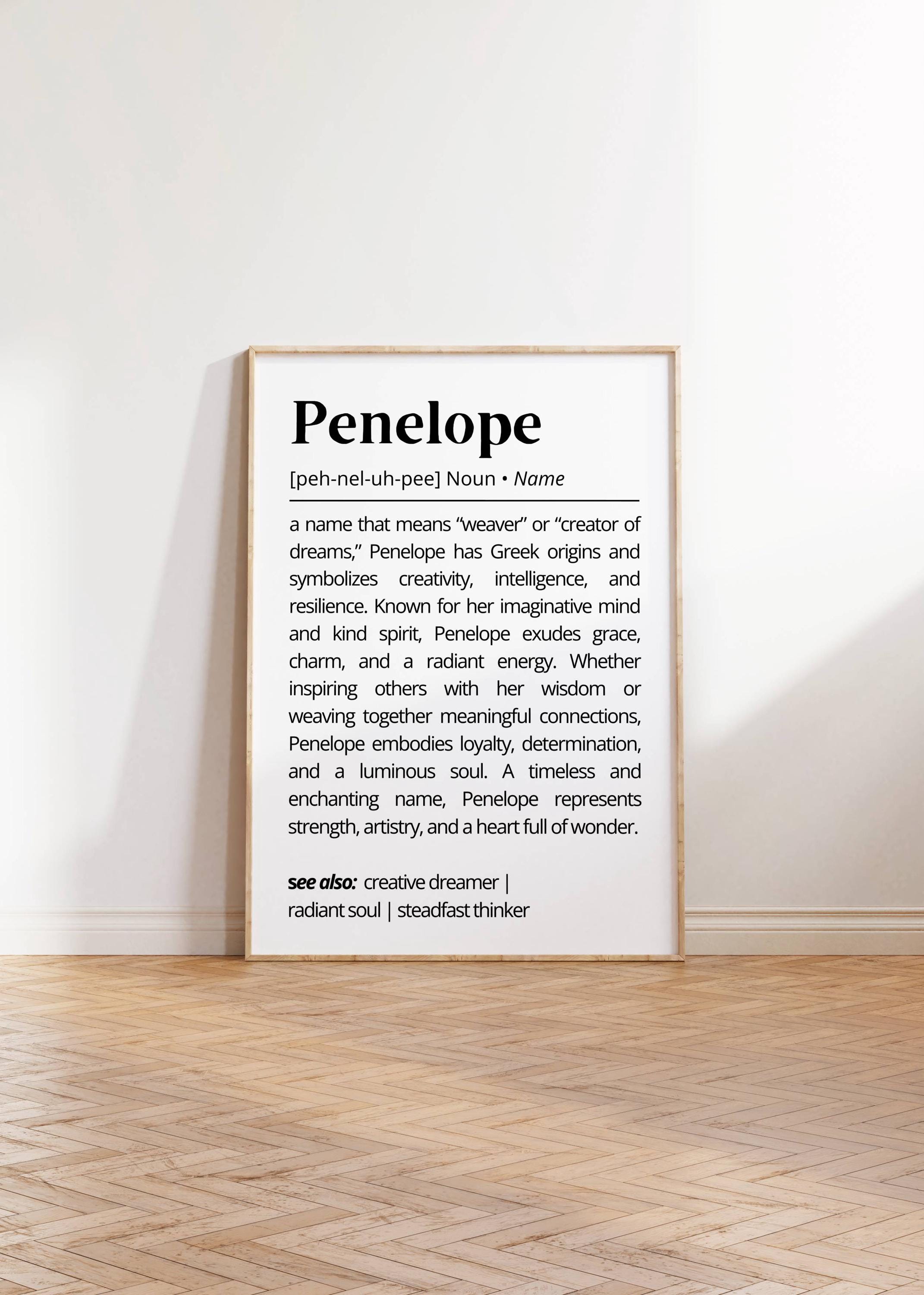 Penelope Name Meaning Print | Personalized Gift | Nursery Wall Art ...