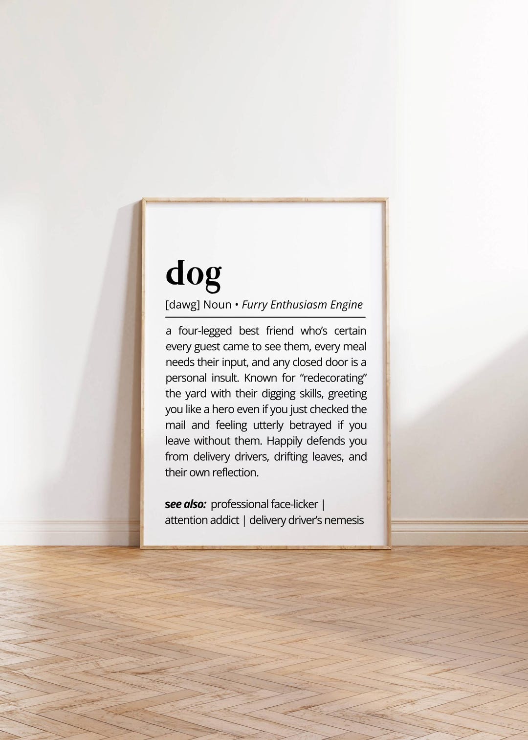 Dog Definition Wall Art Best Friend Humor Print Dog Lover Decor Quirky ...
