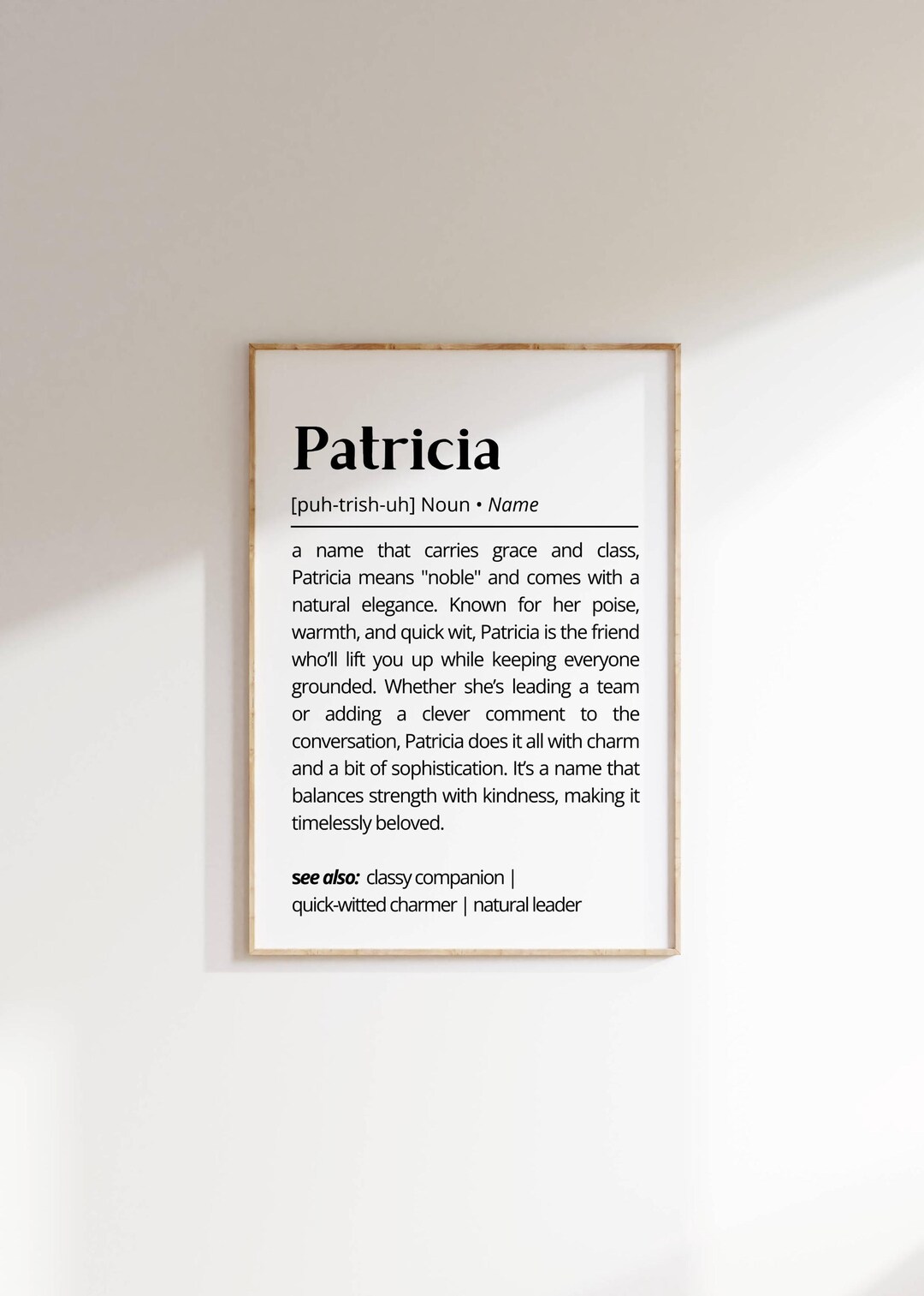 Patricia Name Meaning Print: Elegant Personalized Wall Art (digital ...