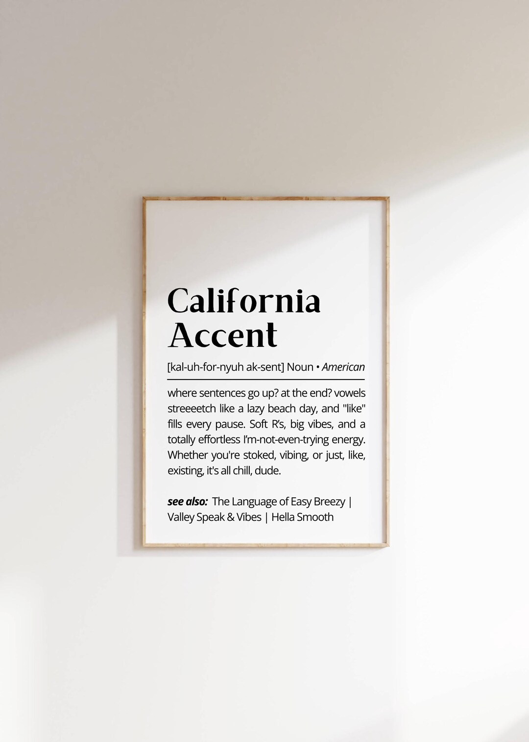 California Accent Definition Print: Funny West Coast Typography ...