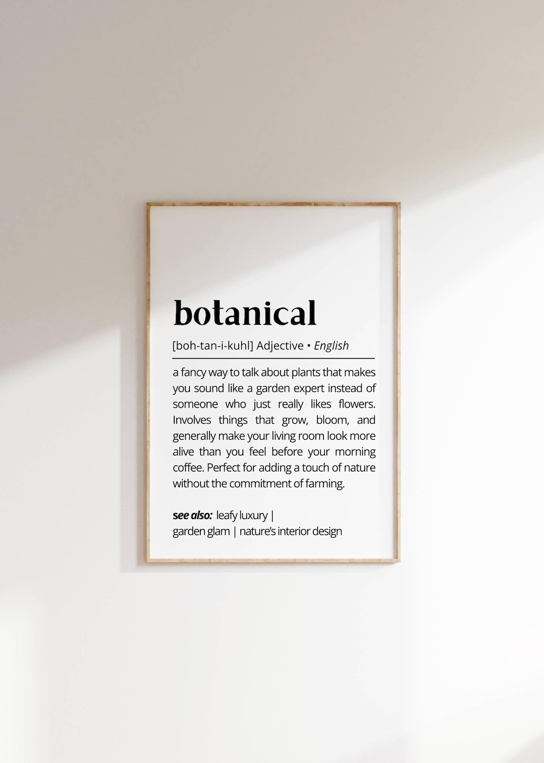 Botanical Definition Print: Quirky Plant Lover Wall Art (digital ...