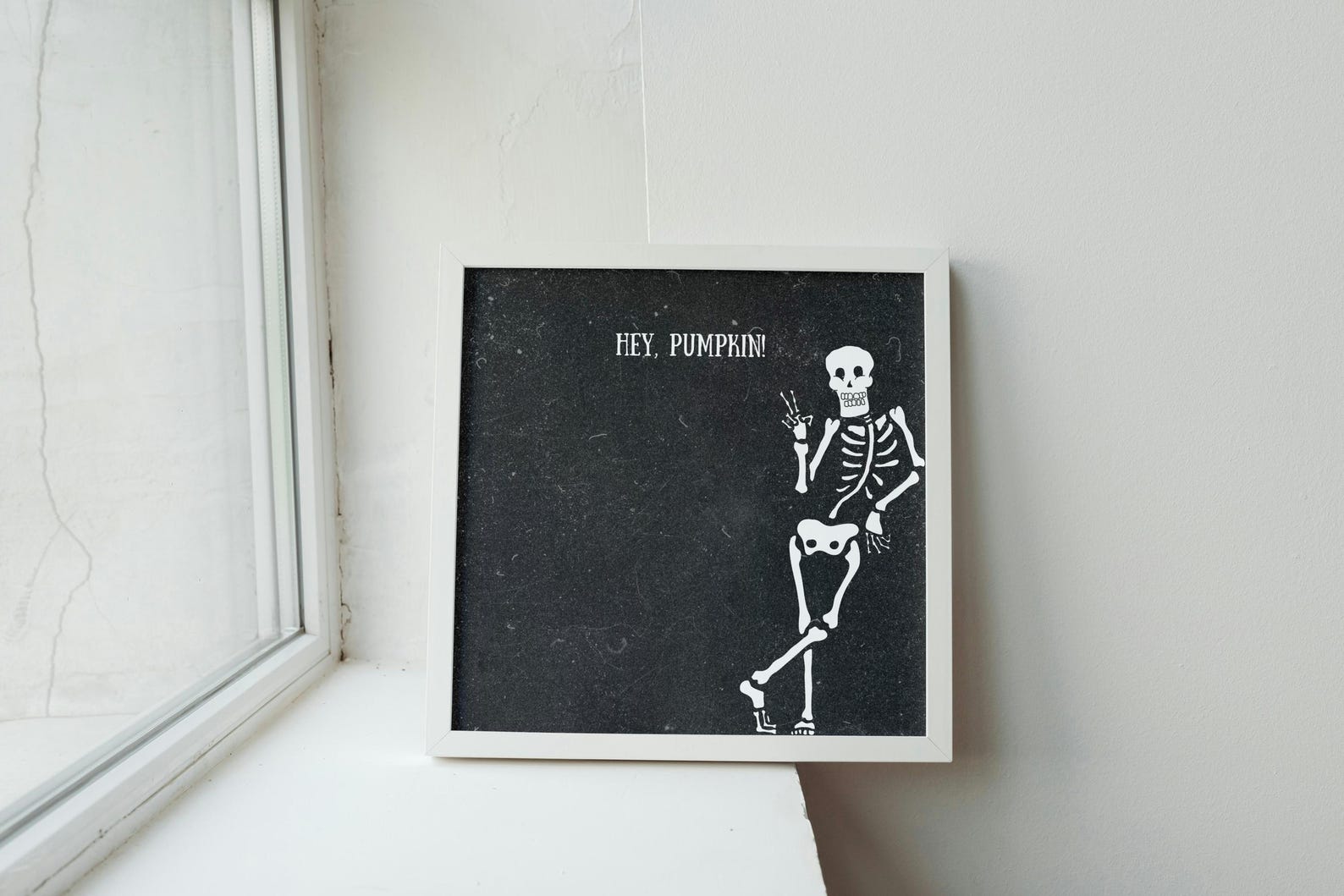 Hey Pumpkin Halloween Skeleton Poster Funny Halloween Wall Art Cute ...