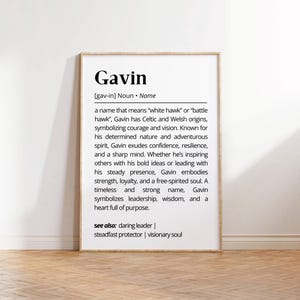 Gavin Name Definition Printable Wall Art Modern Name Meaning Decor ...
