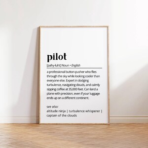 Pilot Definition Wall Art Aviation Humor Printable Gift for Pilots ...