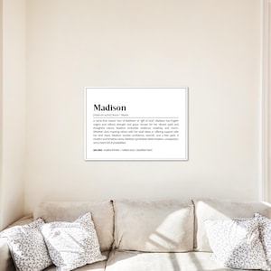 Madison Name Meaning Print | Personalized Gift | Nursery Wall Art ...