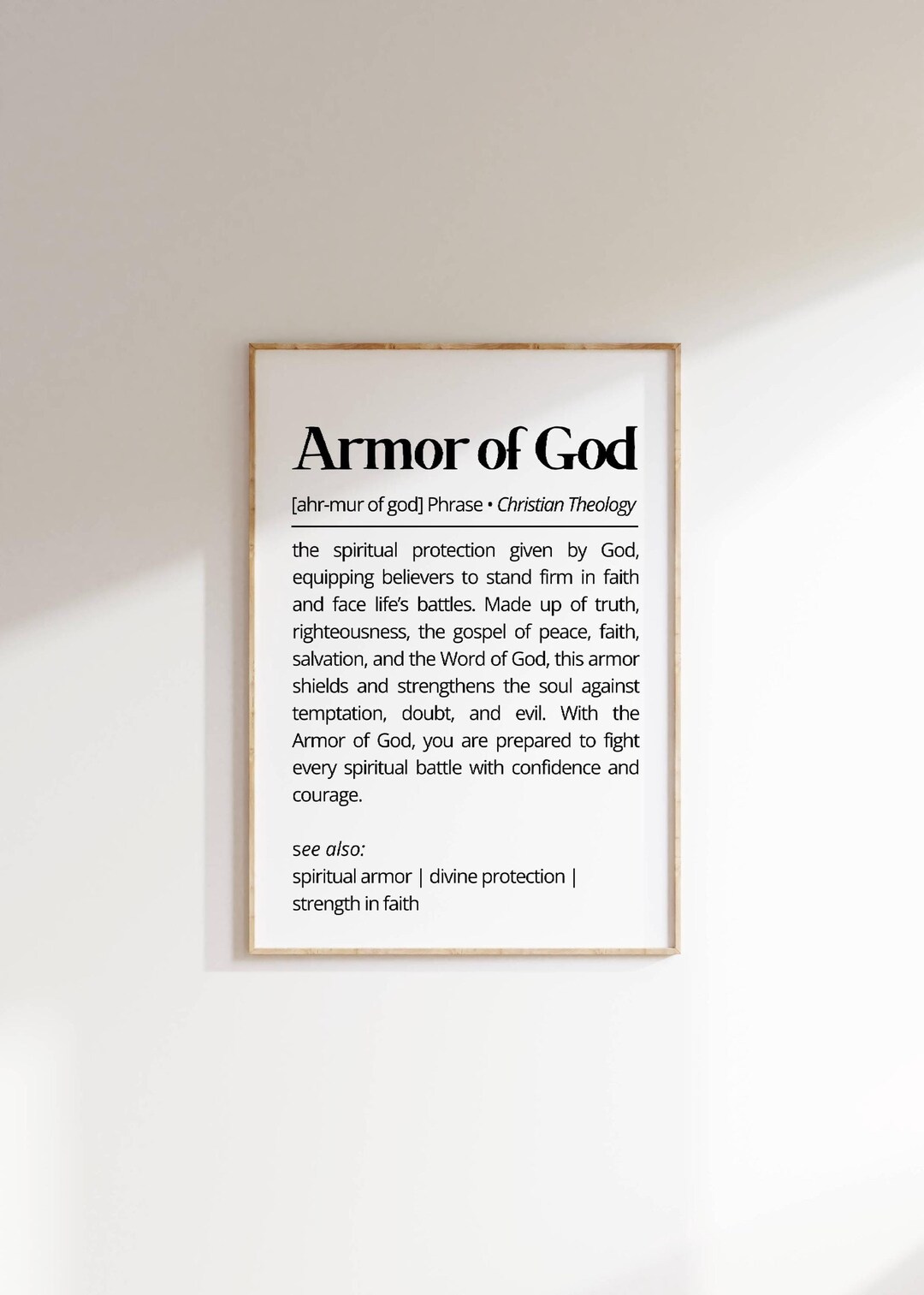 Armor of God Definition Christian Wall Art Inspirational Bible Verse ...