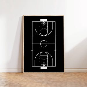 Minimalist Basketball Court Print: Orange Sports Wall Art (digital ...