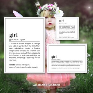 Girl Definition Wall Art Empowering Kids Room Decor Fun Inspirational ...