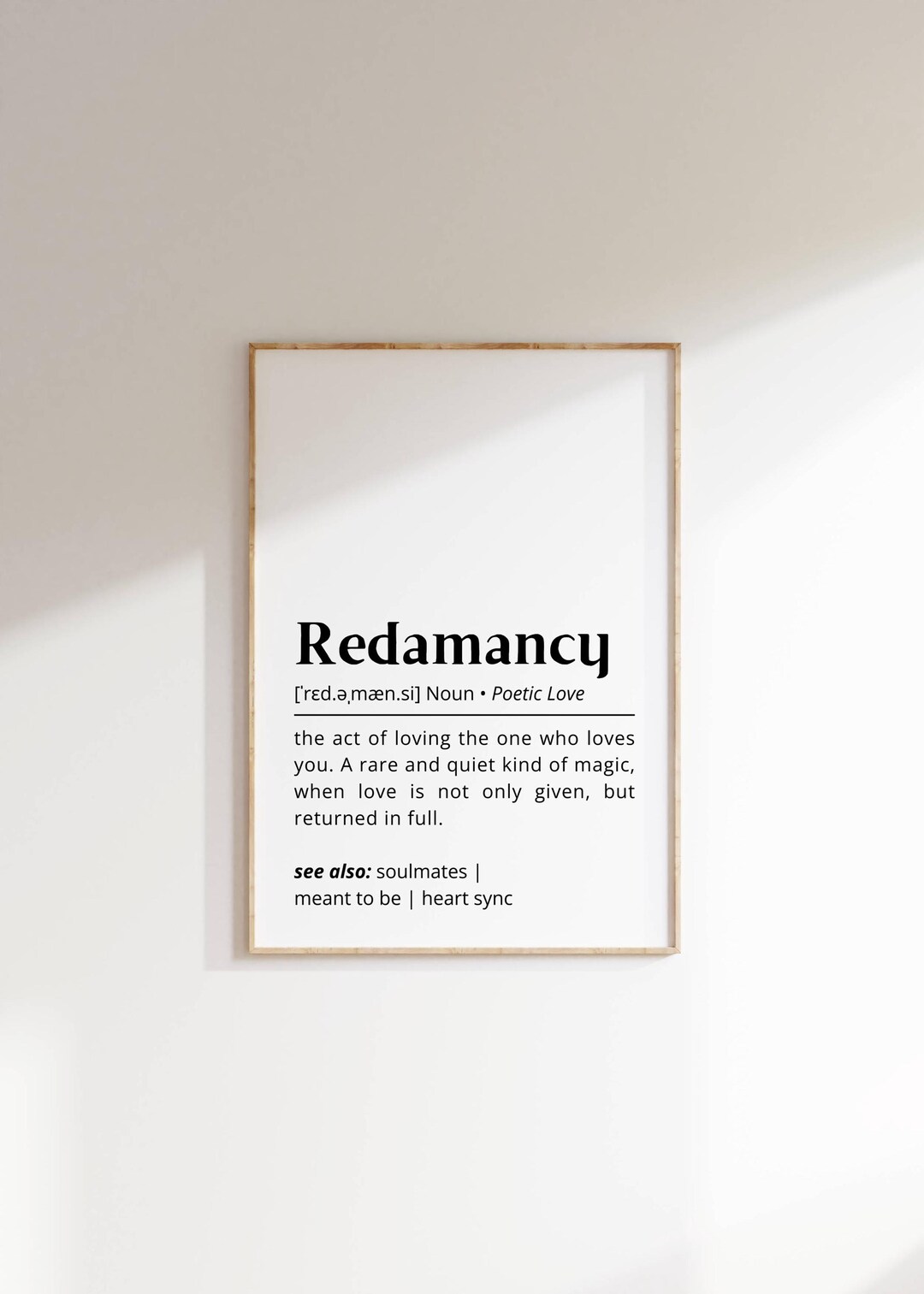 Redamancy Definition Wall Art Romantic Printable for Couples Poetic ...