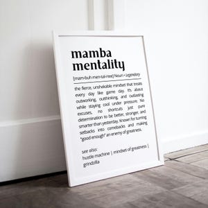 Mamba Mentality Definition Print: Inspirational Wall Art (digital ...