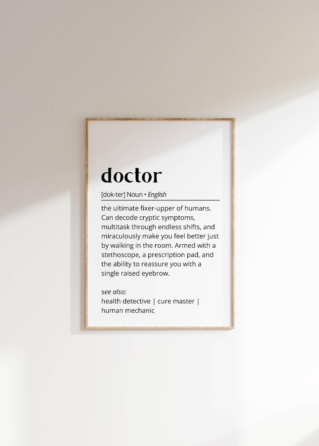 Doctor Definition Print: Funny Medical Office Wall Art (digital ...