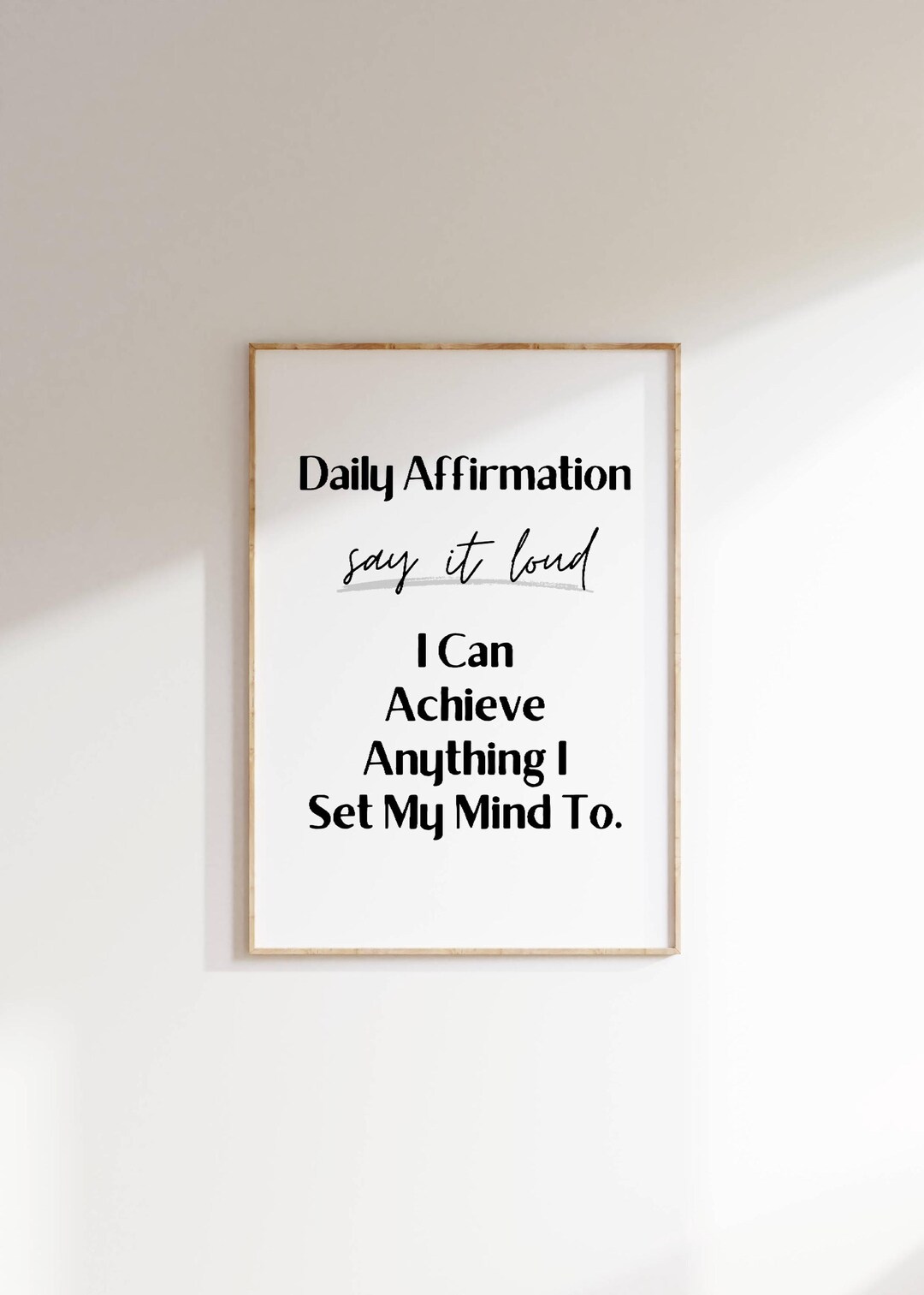 Motivational Affirmation Wall Art Daily Inspirational Quote I Can ...