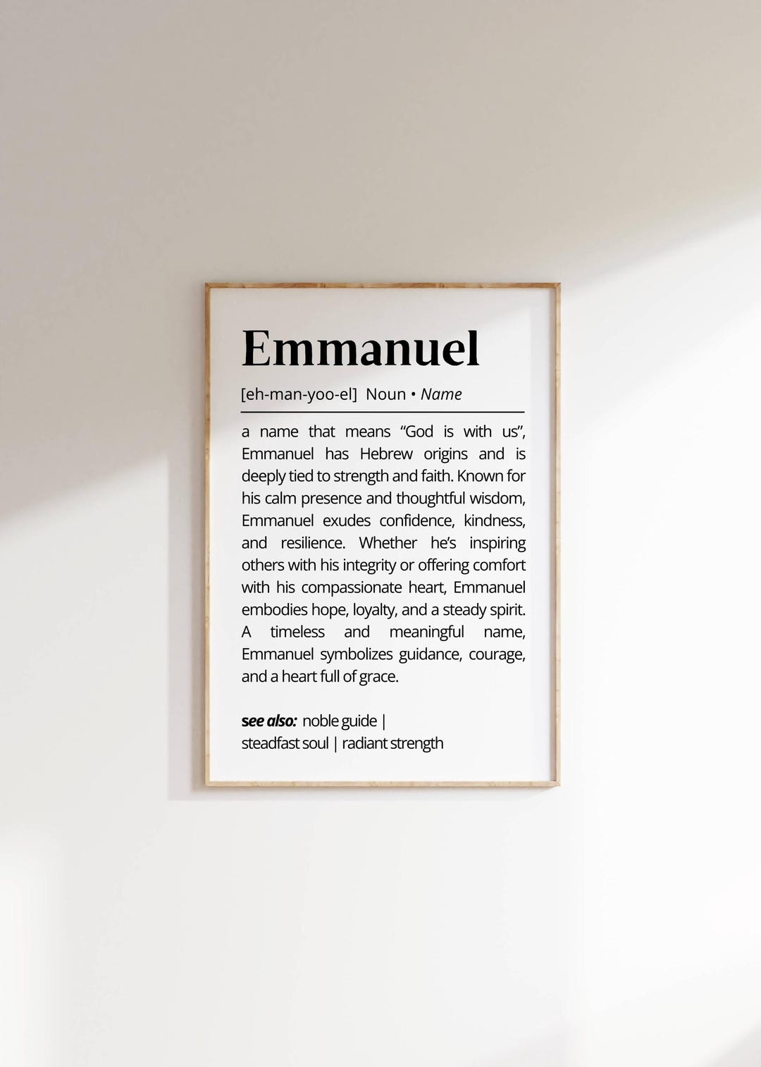 Emmanuel Name Definition Wall Art Typography Art Decor Minimalist Name ...