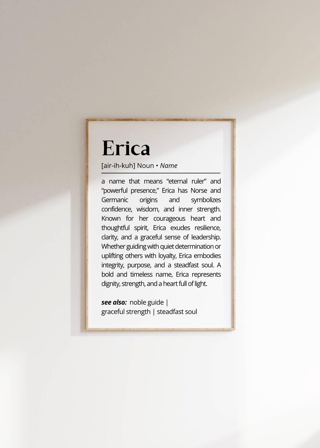 Erica Name Definition Wall Art Personalized Name Meaning Gift ...