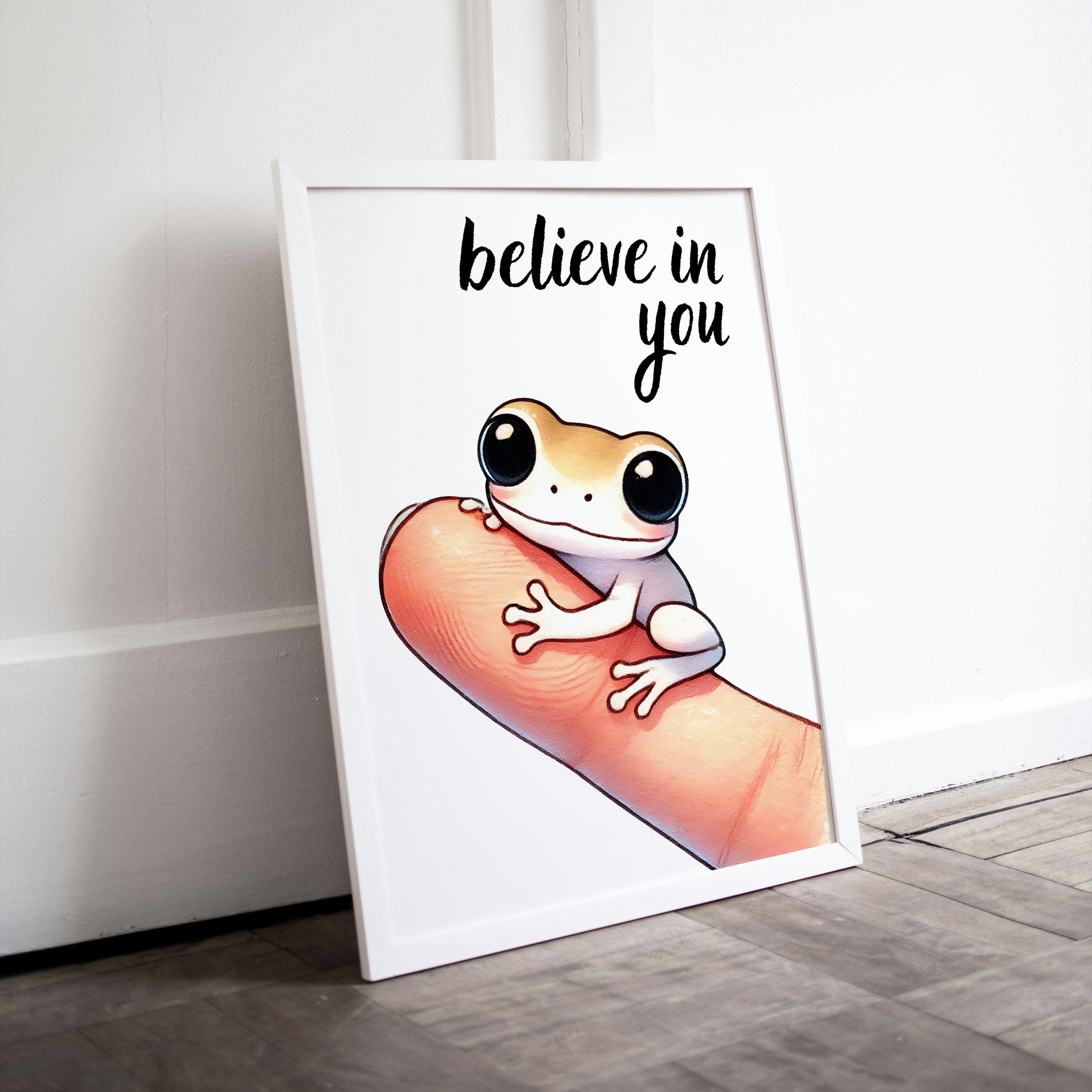 Cute Frog Poster, Inspirational Quote Wall Art, Cute Frog Drawing ...