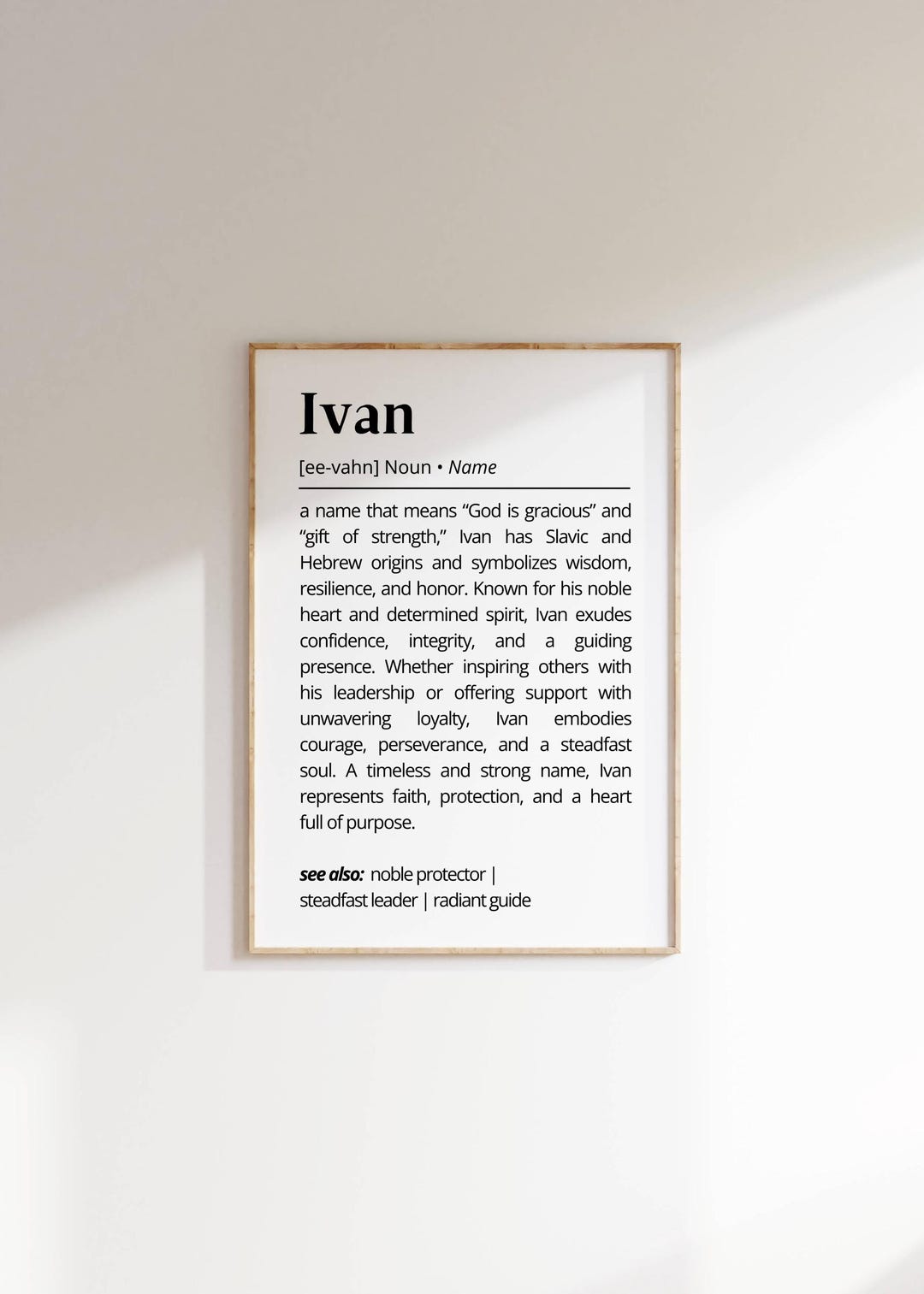 Ivan Name Definition Print: Personalized Minimalist Typography (digital ...