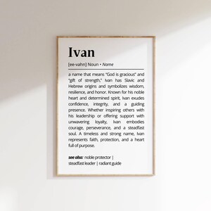 Ivan Name Definition Print: Personalized Minimalist Typography (digital ...