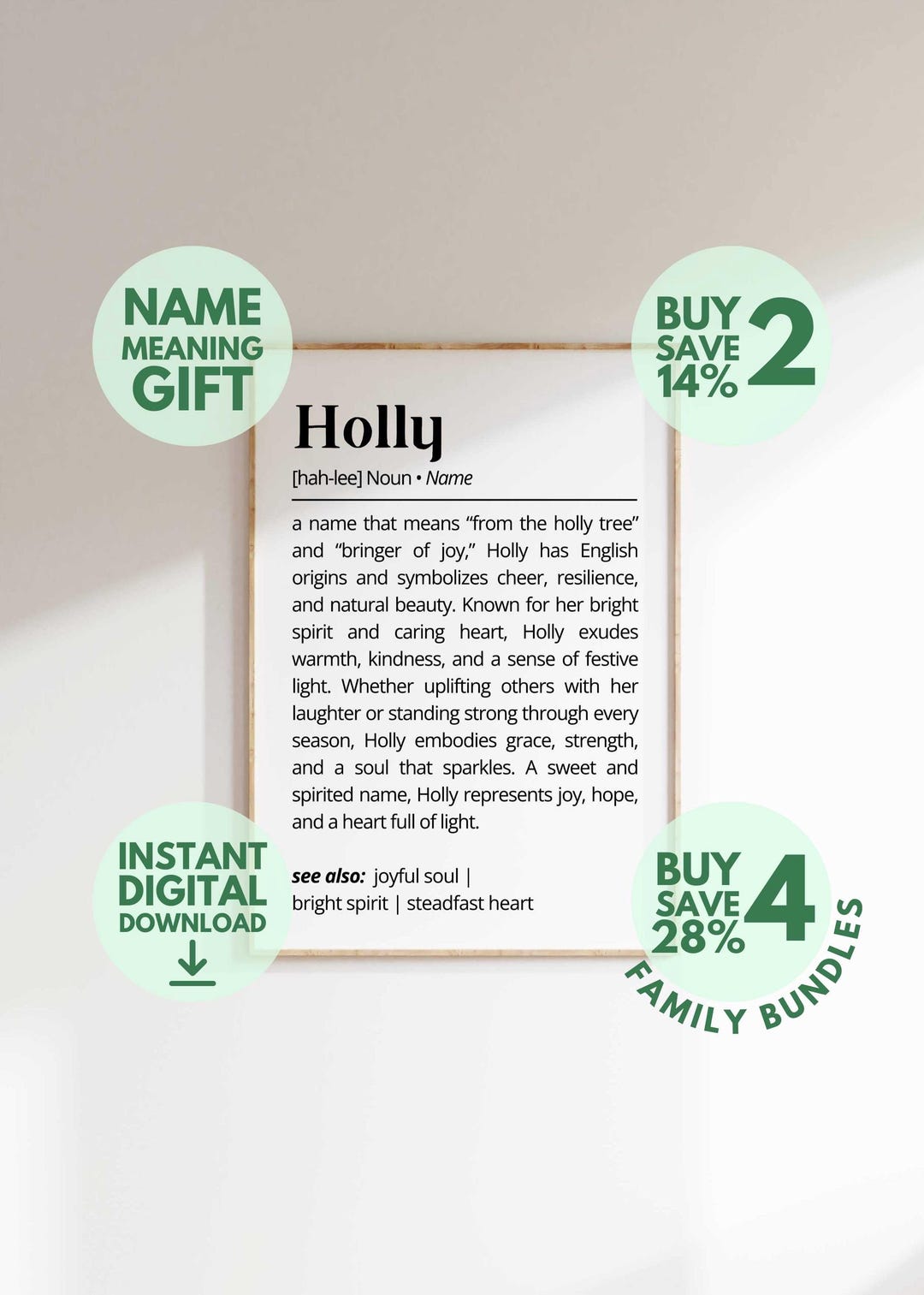 Holly Name Meaning Print | Personalized Gift | Nursery Wall Art ...