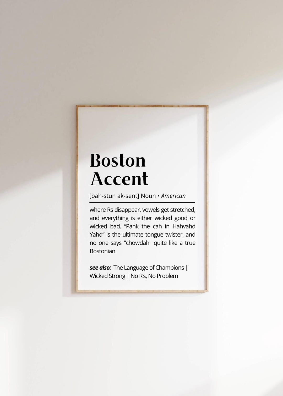 Boston Accent Definition Print: New England Typography Art (digital ...