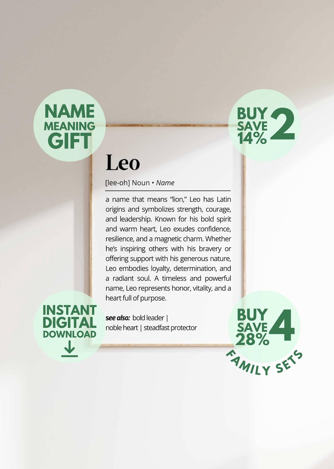 Leo Name Meaning Print | Personalized Gift | Nursery Wall Art | Instant ...
