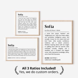 Sofia Name Definition Wall Art Personalized Name Meaning Minimalist ...