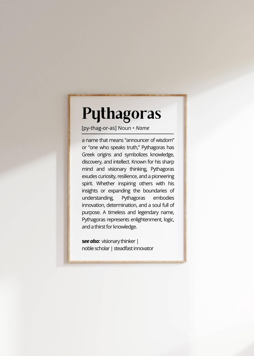 Pythagoras Name Definition Wall Art Personalized Name Meaning ...