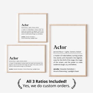 Actor Definition Wall Art Theater Gift for Him & Her Drama Lover Print ...