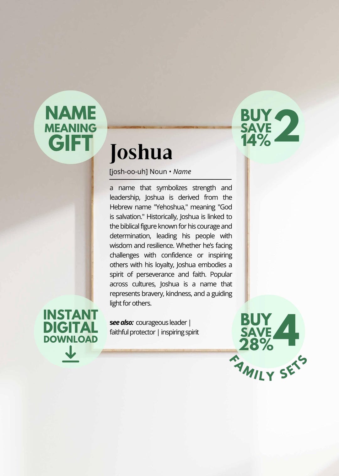 Joshua Name Meaning Print | Personalized Gift | Nursery Wall Art ...