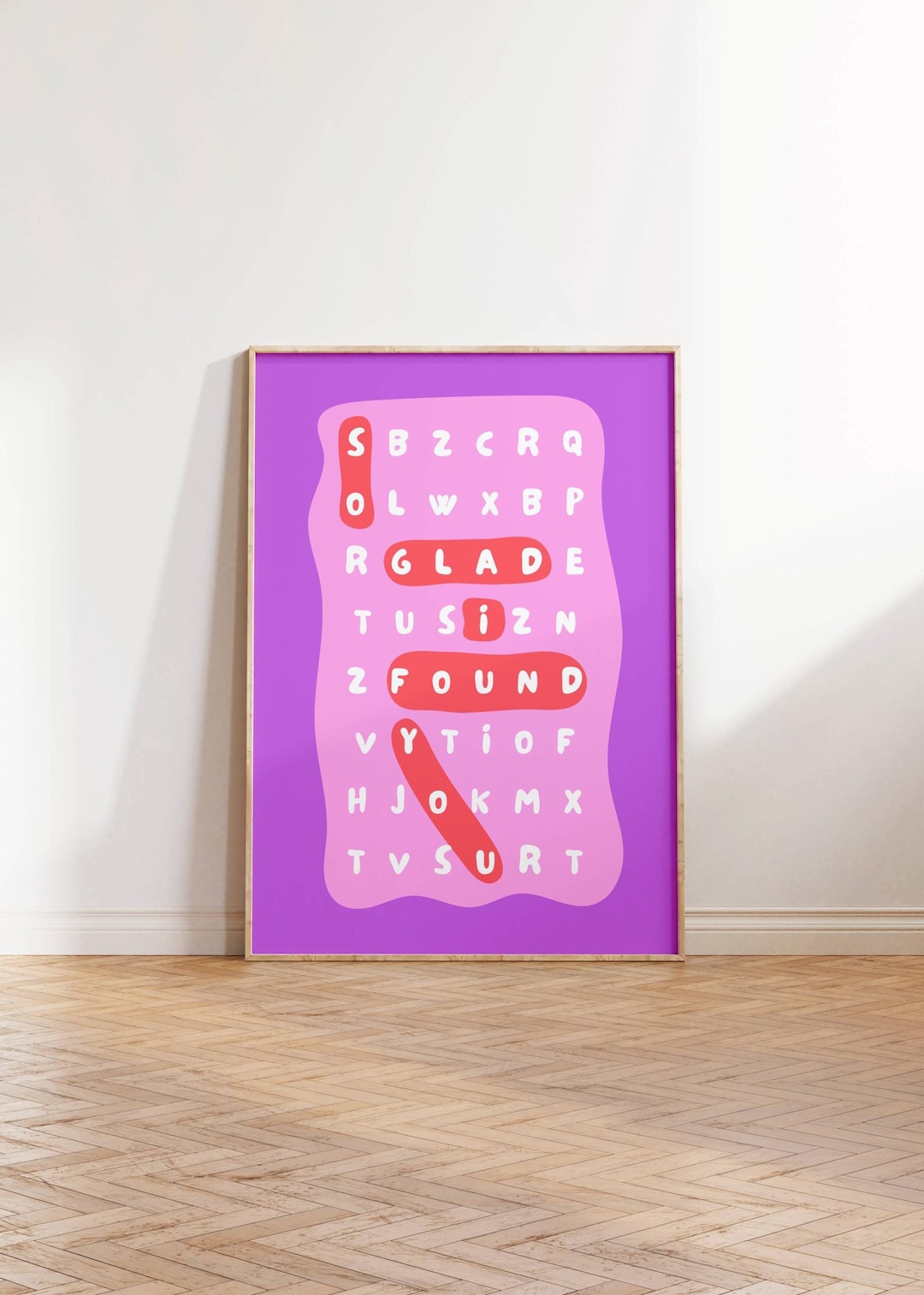 Cute Word Search Wall Art so Glad I Found You Romantic Word Puzzle ...