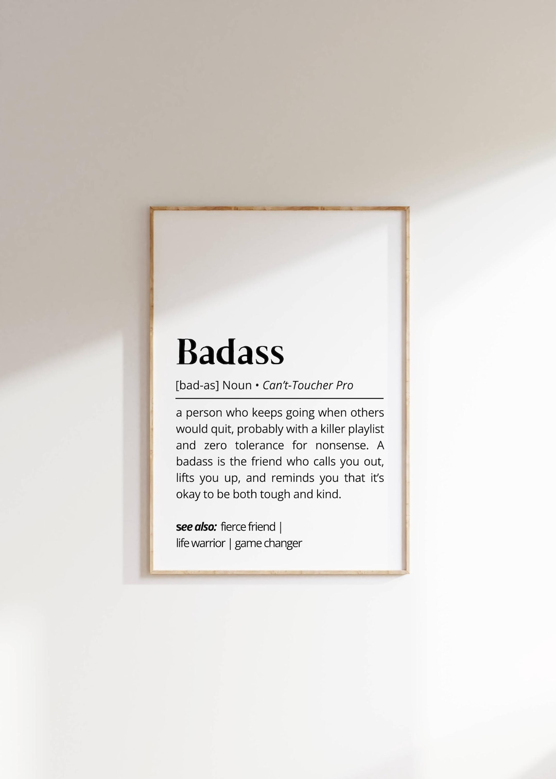 Badass Definition Printable Wall Art Fun Motivation Typography ...