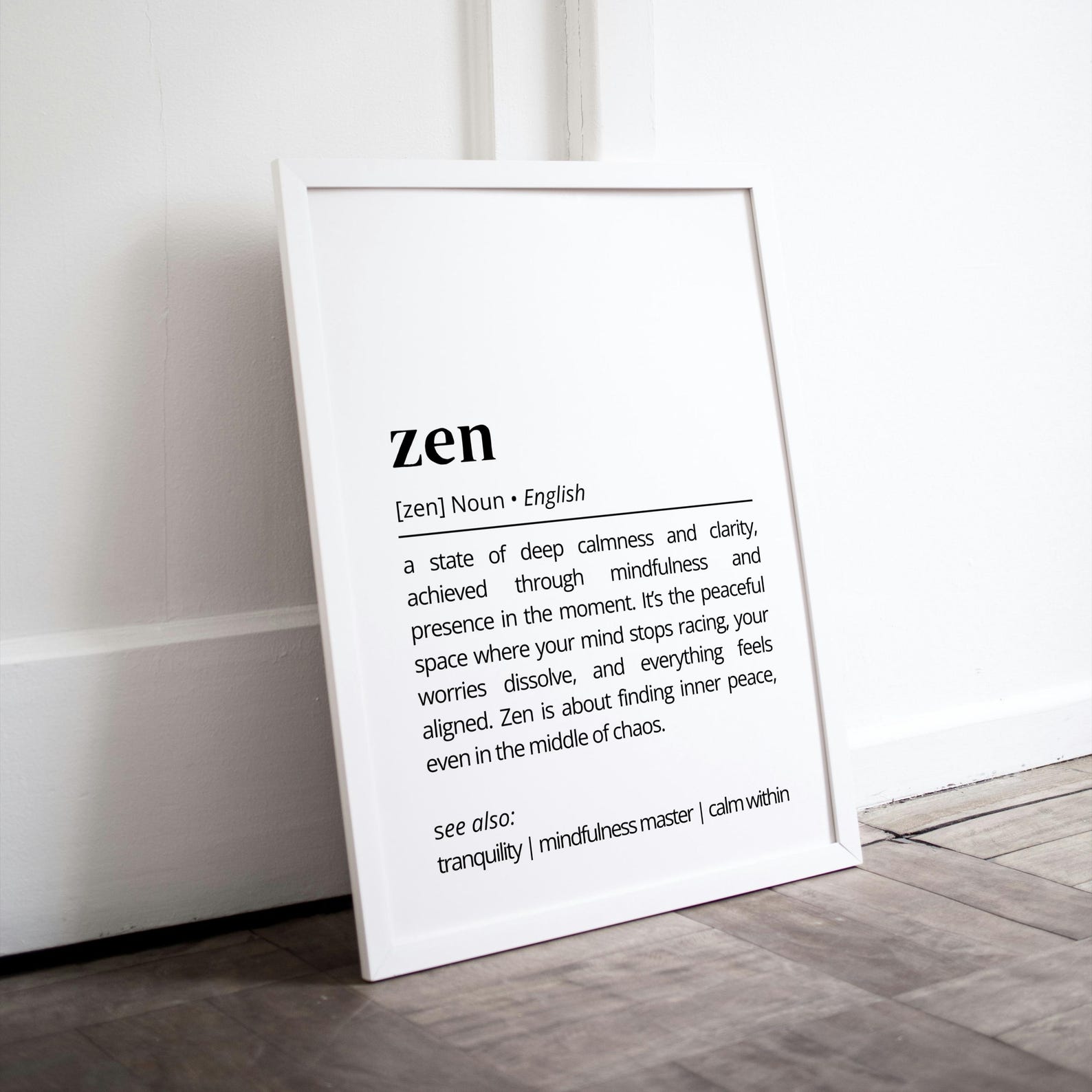 Zen Definition Print: Minimalist Mindfulness Wall Art (digital Download ...