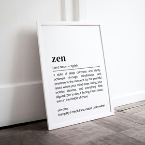 Zen Definition Wall Art Calmness Mindfulness Minimalist Inspirational ...