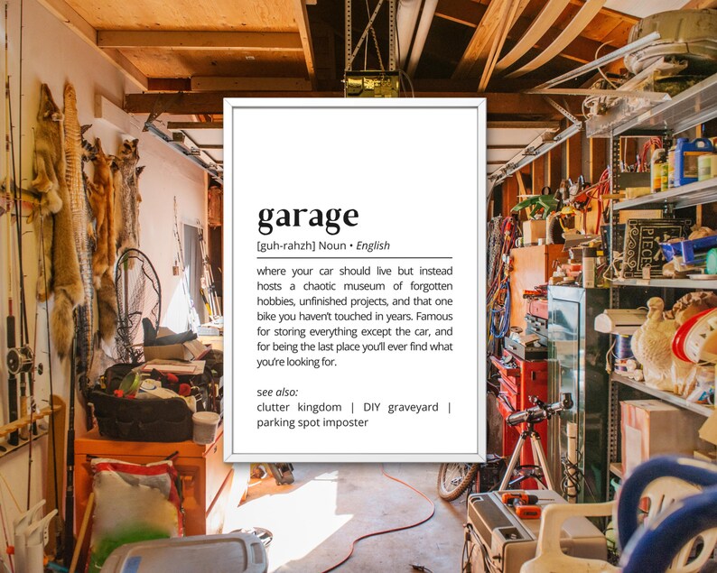 Garage Definition Wall Art Funny Home Printable Minimalist Clutter DIY ...