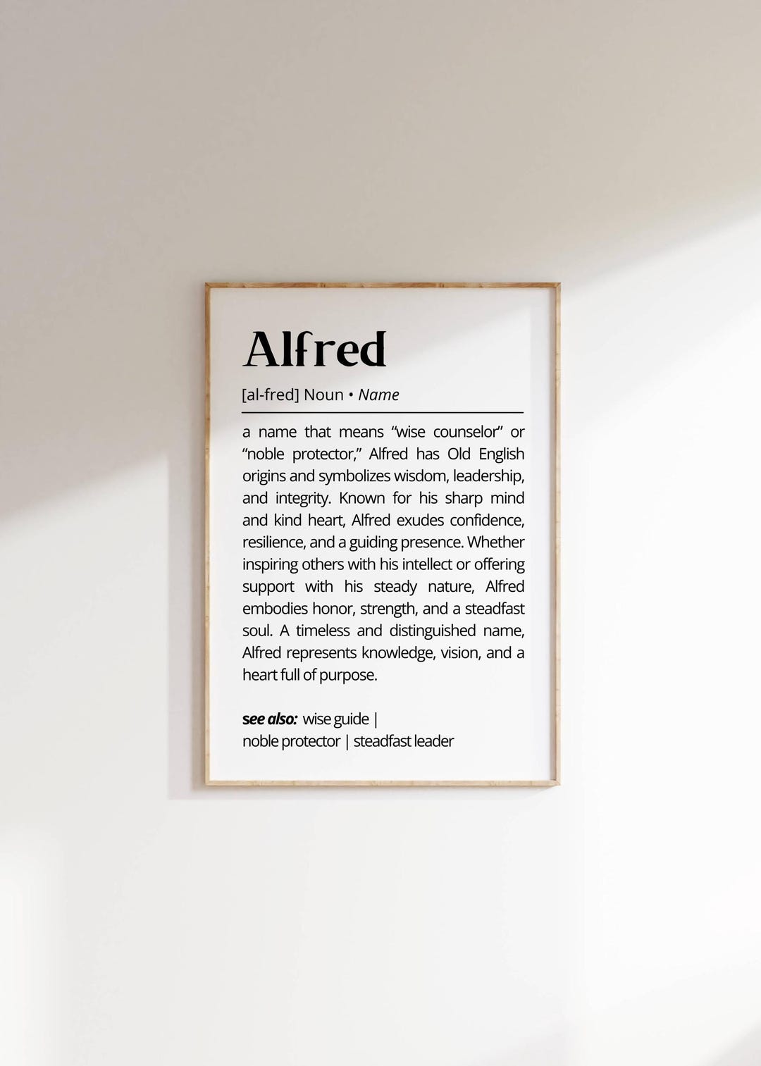 Alfred Name Definition Wall Art Personalized Name Meaning Minimalist ...