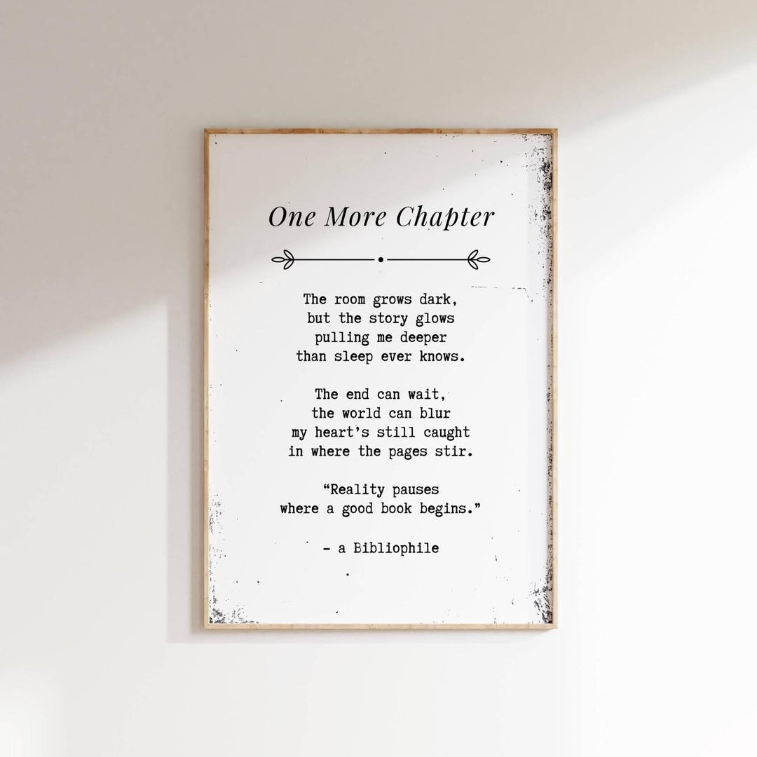One More Chapter Poem Vintage Book Page Wall Art Minimalist Typography ...