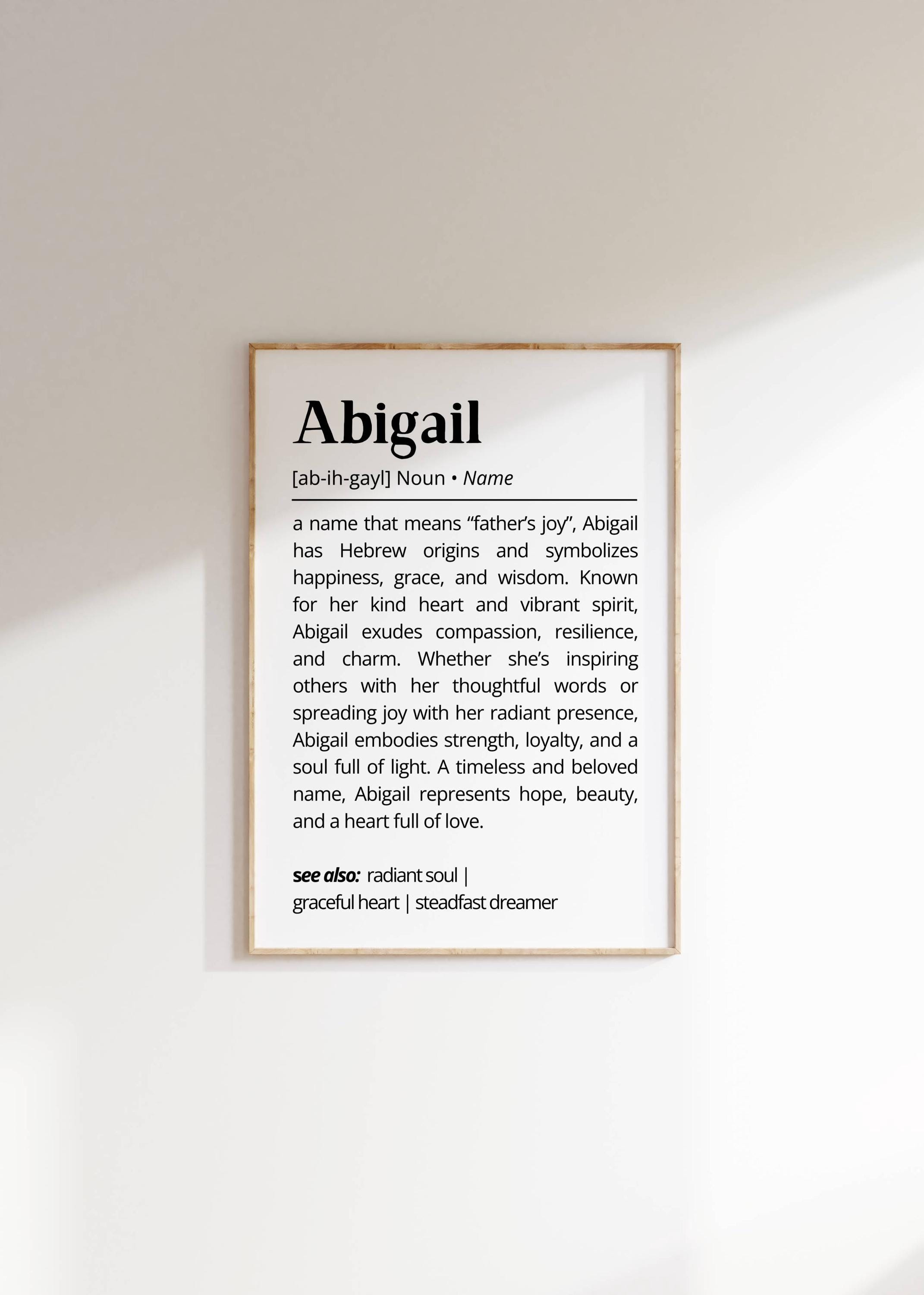 Abigail Name Meaning Print | Personalized Gift | Nursery Wall Art ...