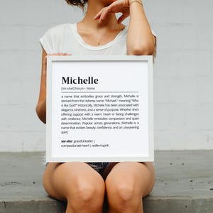 Michelle Name Definition Wall Art Print Elegant Personalized Gift for ...