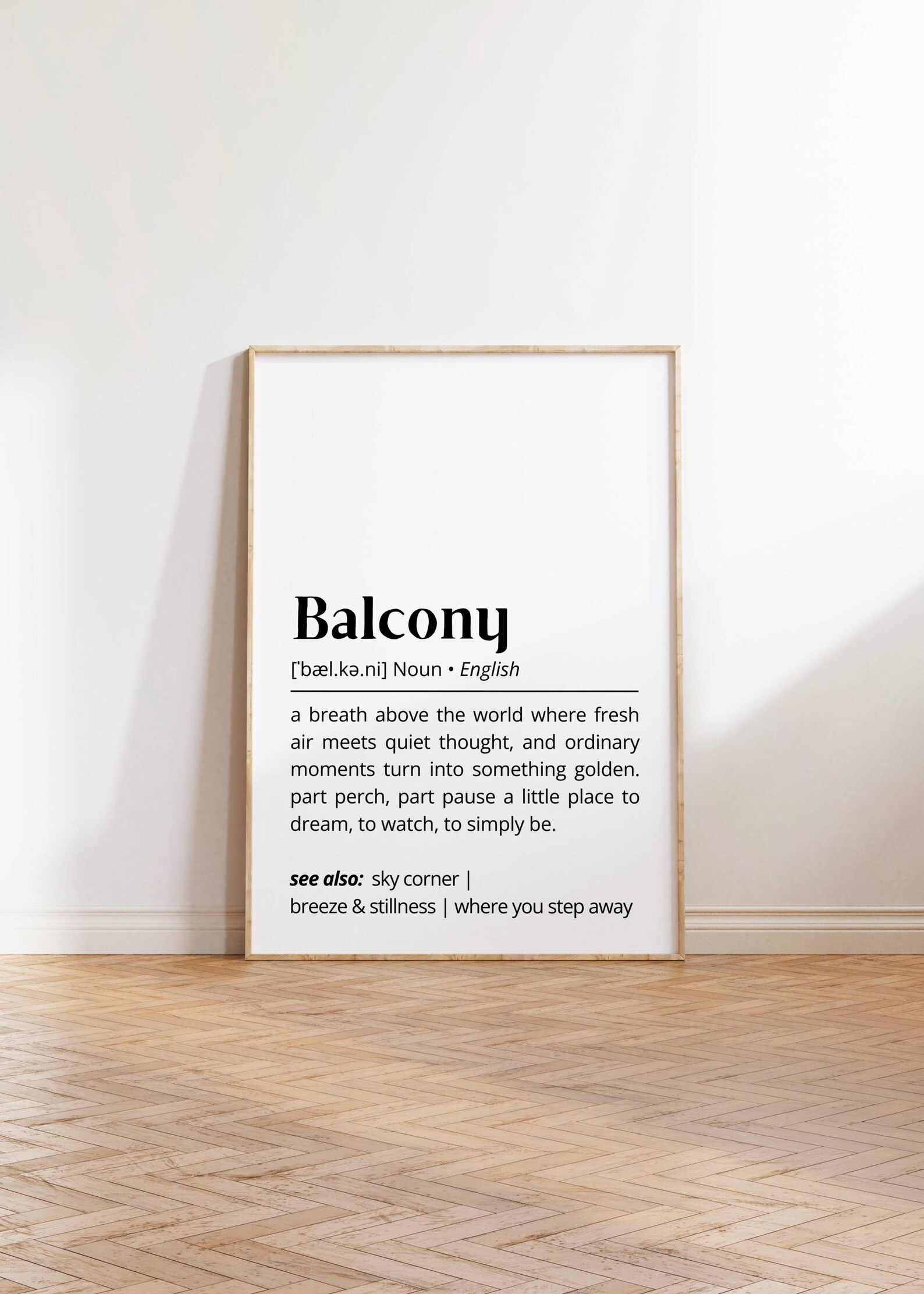 Balcony Definition Print: Minimalist Outdoor Quote Art (digital ...