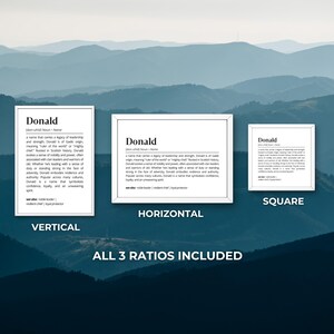 Donald Name Definition Wall Art Print Unique Gift for Friends Family ...
