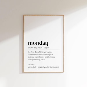Funny Monday Definition Print: Office Humor Wall Art (digital Download ...