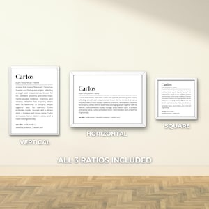 Carlos Name Definition Wall Art Personalized Name Gift Printable for ...
