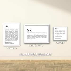 Ann Name Definition Wall Art Name Meaning Printable Personalized ...