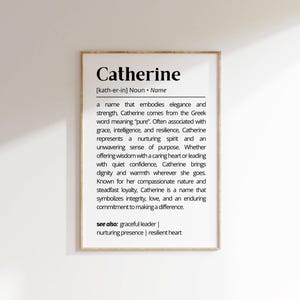 Catherine Name Definition Wall Art Personalized Elegant Print Name ...
