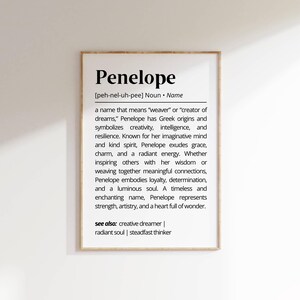 Penelope Name Meaning Print | Personalized Gift | Nursery Wall Art ...