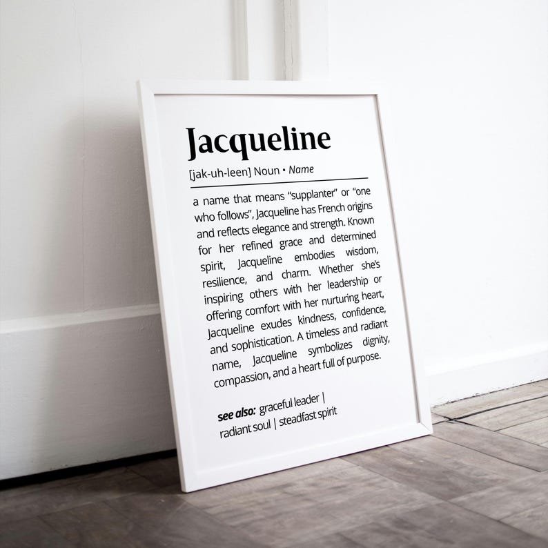 Jacqueline Name Definition Printable Wall Art Name Meaning Poster ...