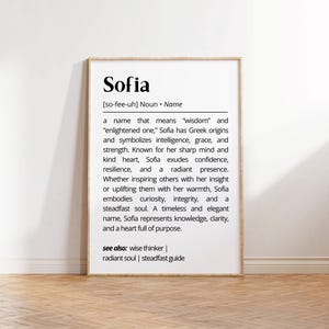 Sofia Name Definition Wall Art Personalized Name Meaning Minimalist ...