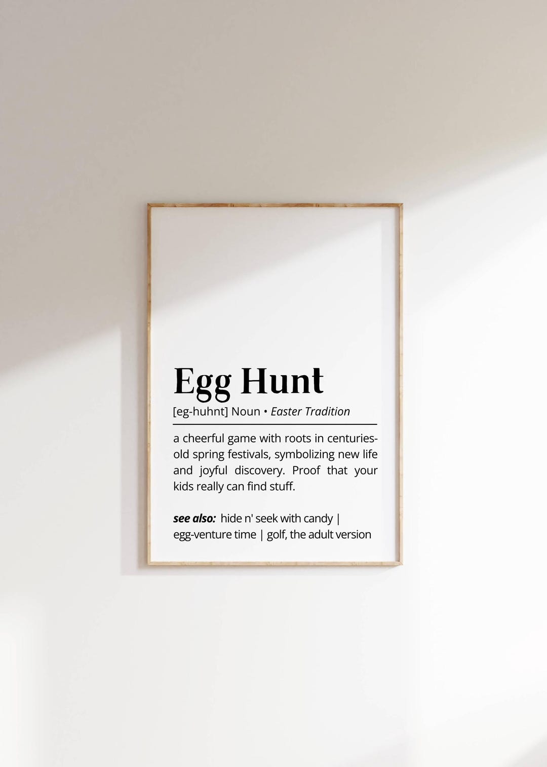 Egg Hunt Definition Funny Easter Wall Art Minimalist Spring Printable ...