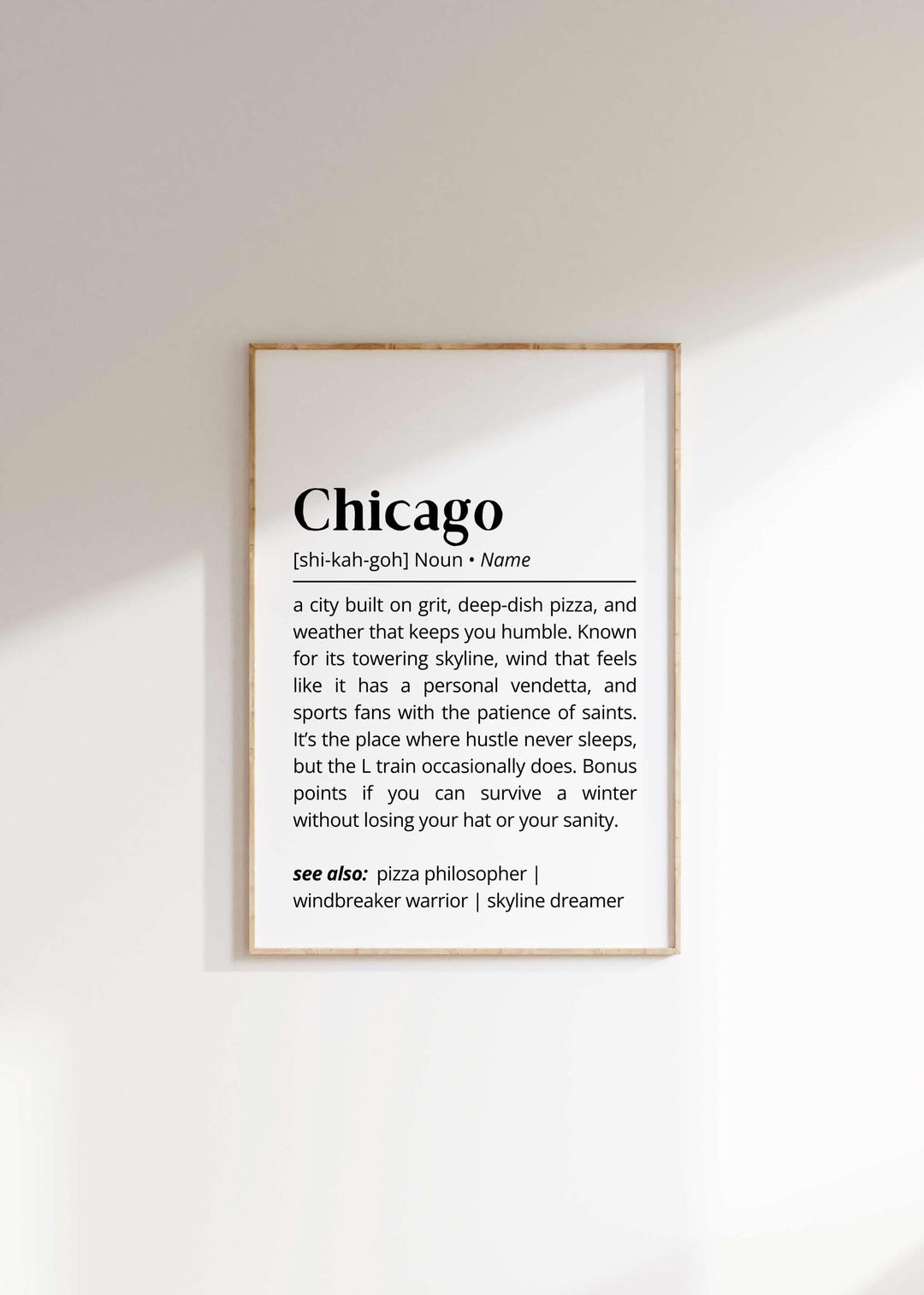 Funny Chicago Definition Print: Humorous City Wall Art (digital ...