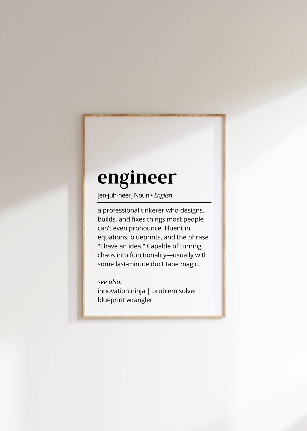 Engineer Definition Wall Art Funny Minimalist Printable for Engineers ...